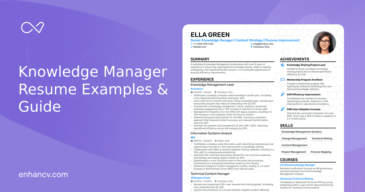 5 Knowledge Manager Resume Examples & Guide for 2024