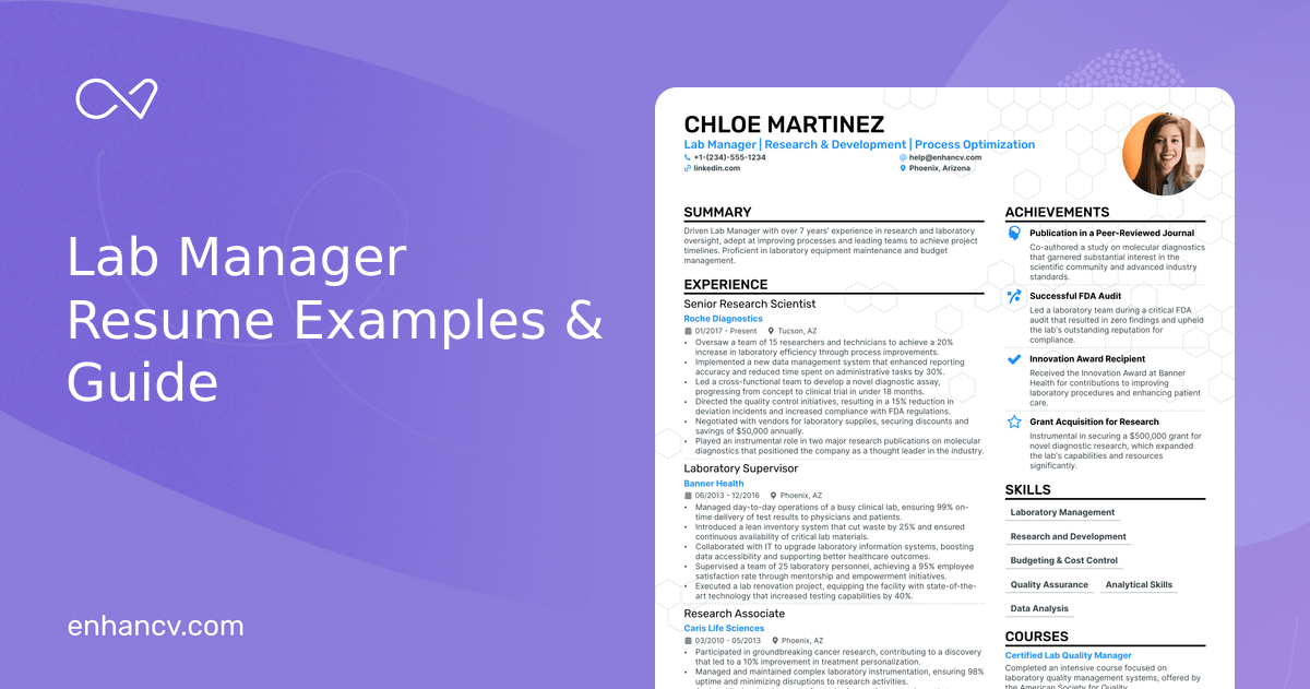 5 Lab Manager Resume Examples & Guide for 2024