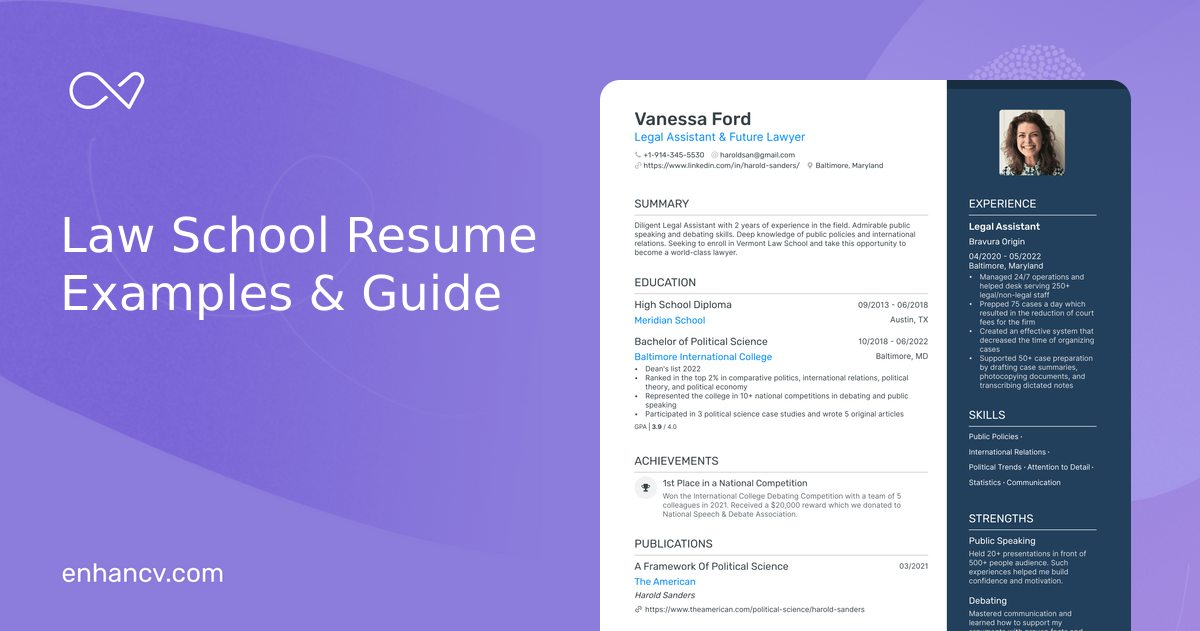 3 Law School Resume Examples & Guide for 2024