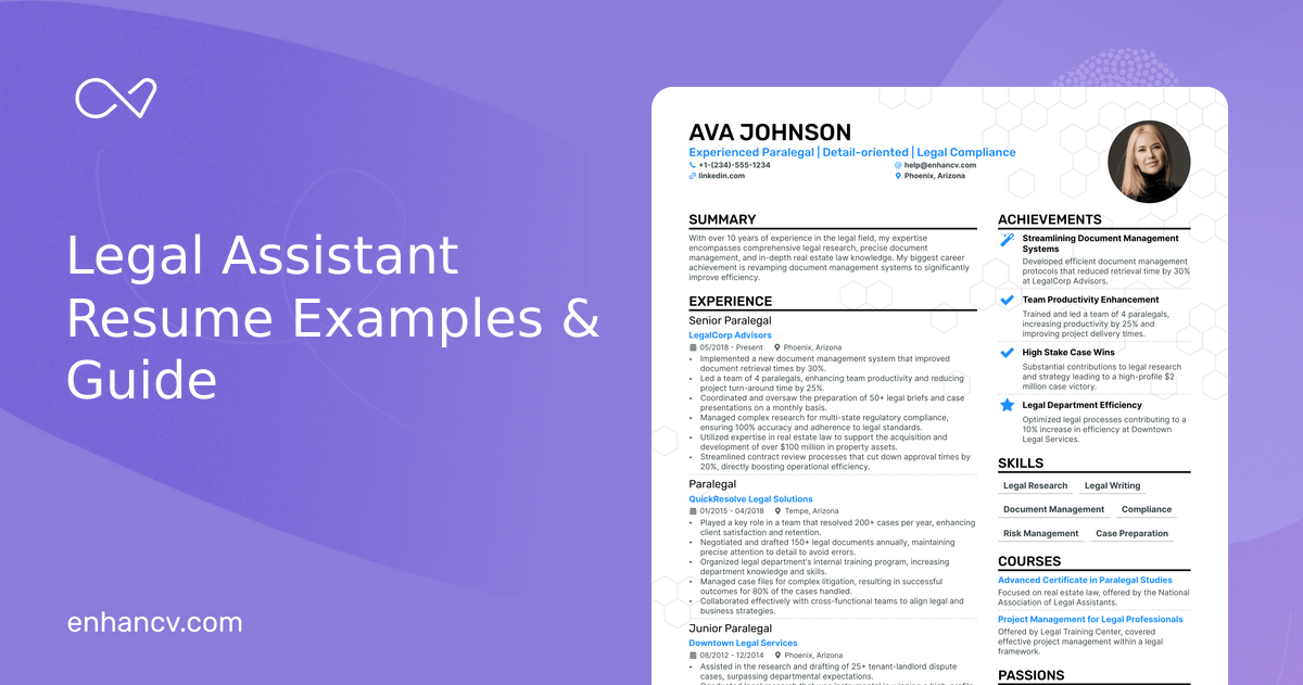 5 Legal Assistant Resume Examples & Guide for 2024