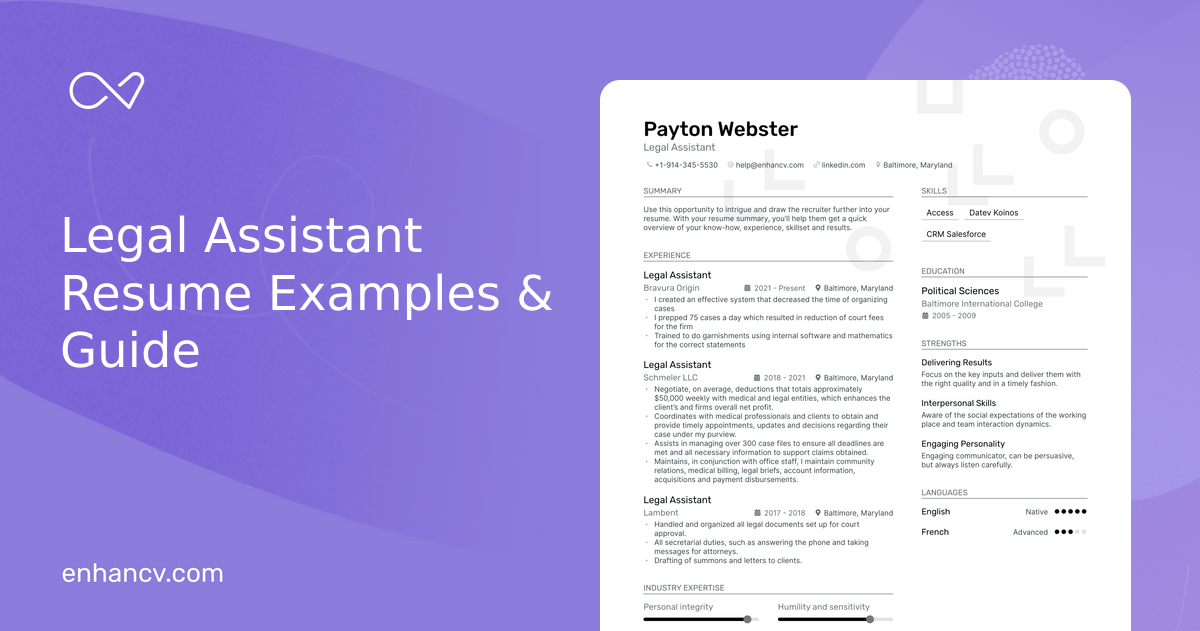 5 Legal Assistant Resume Examples & Guide for 2024