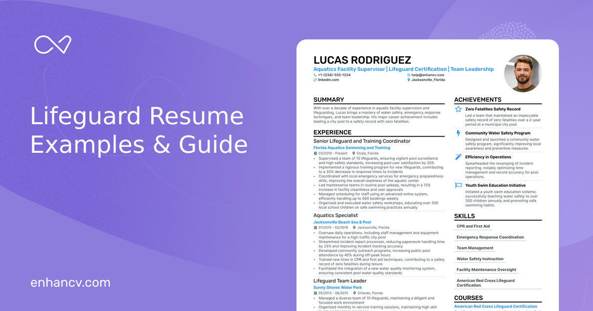 5 Lifeguard Resume Examples & Guide for 2024