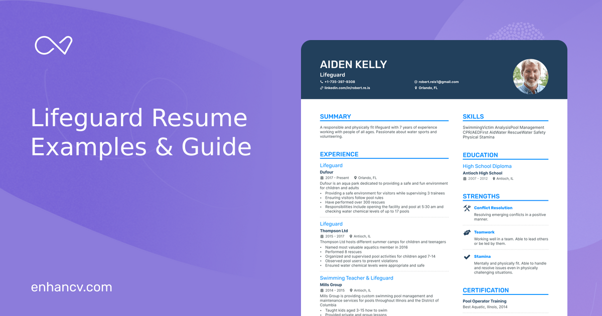 5 Lifeguard Resume Examples & Guide for 2024