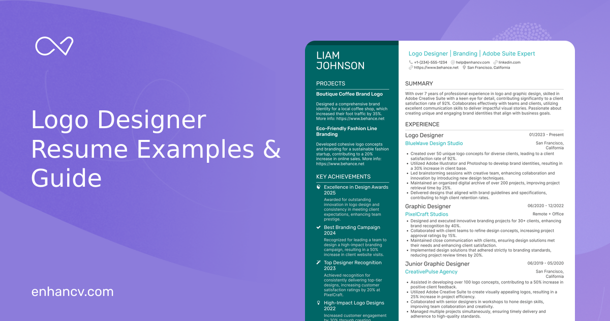 10 Logo Designer Resume Examples & Guide for 2026