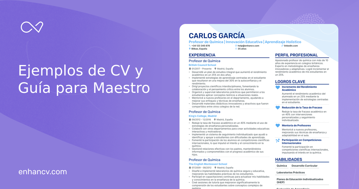 Currículum Maestro: Guía + 15 Ejemplos Para tu CV de Profesor