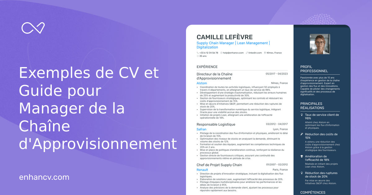 Exemple de CV de Manager de la Chaîne d'Approvisionnement qui a Obtenu ...
