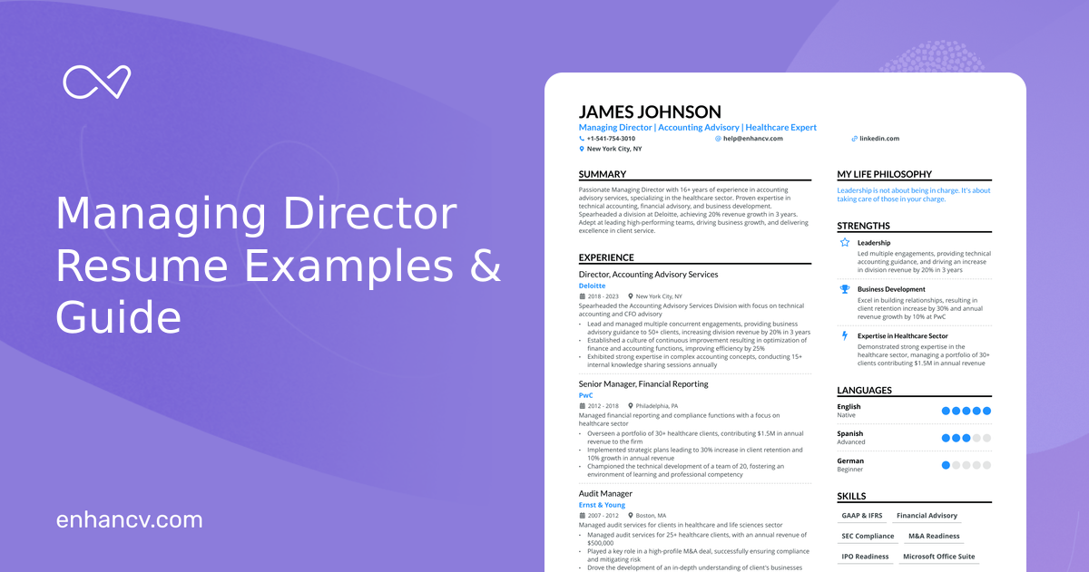 5 Managing Director Resume Examples & Guide for 2024
