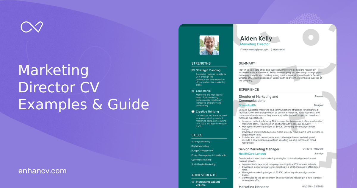 3 Marketing Director CV Examples for 2024
