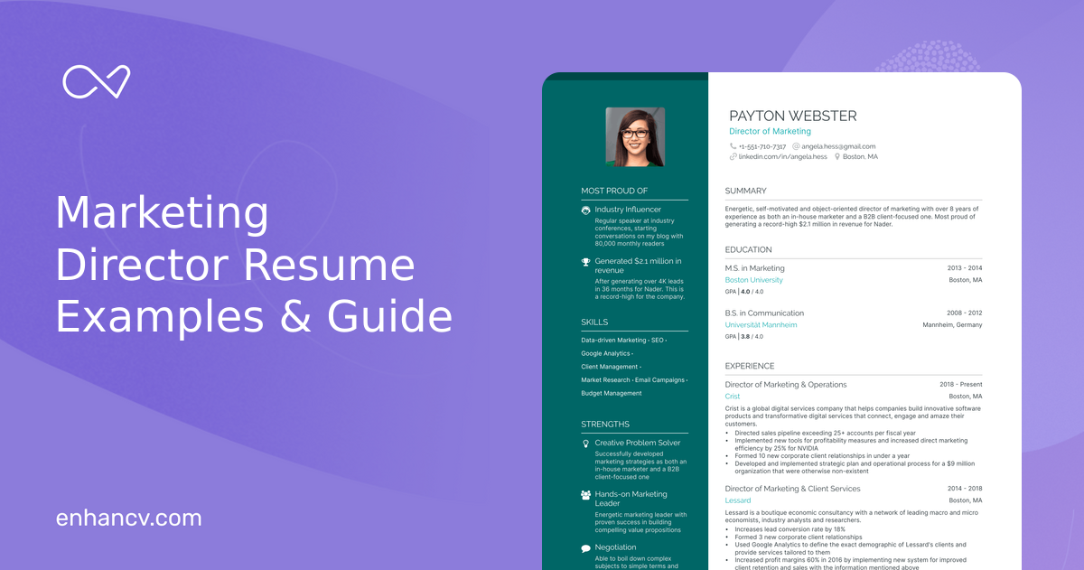 8 Marketing Director Resume Examples & Guide for 2024