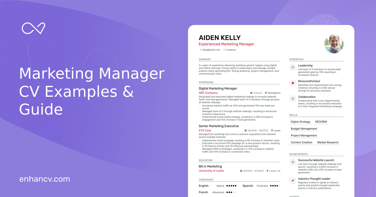 3 Marketing Manager CV Examples for 2024
