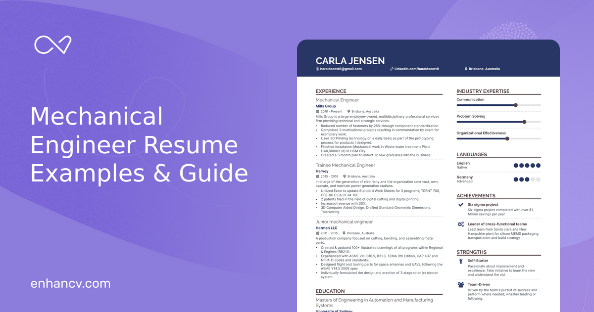 8 Mechanical Engineer Resume Examples & Guide for 2024