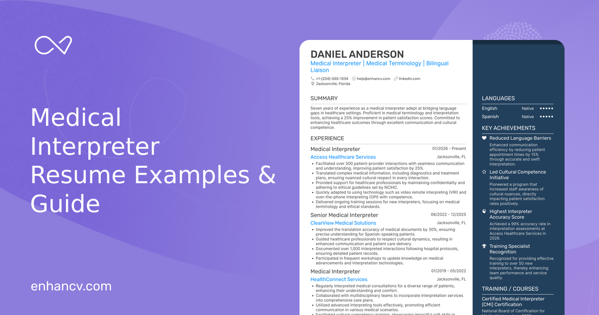 10 Medical Interpreter Resume Examples & Guide for 2026