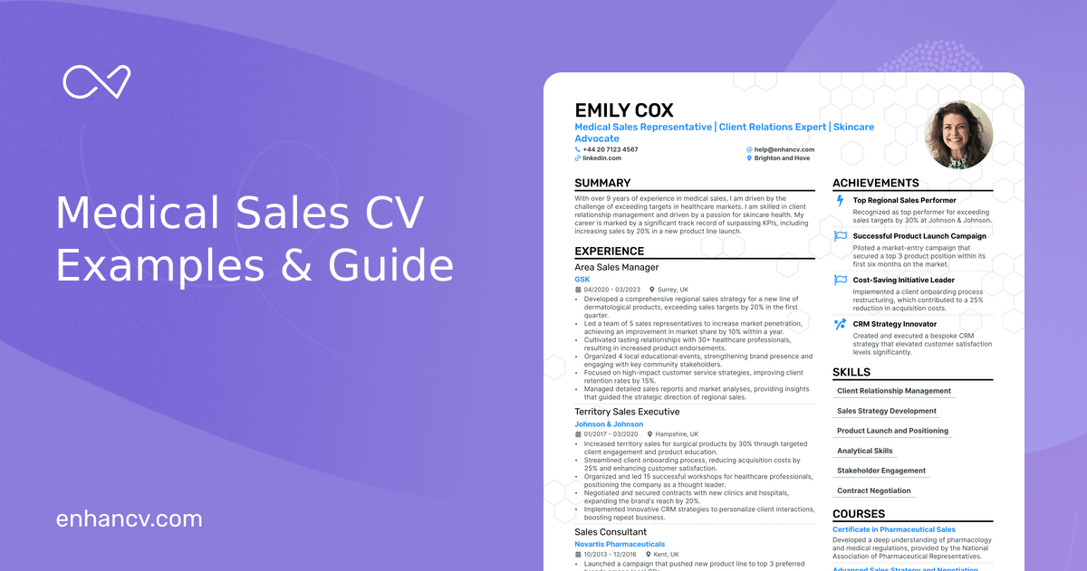Medical Sales CV Examples & Guide for 2025