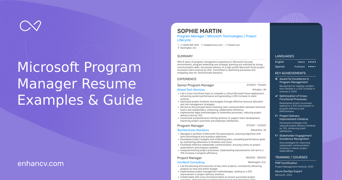10 Microsoft Program Manager Resume Examples & Guide for 2026