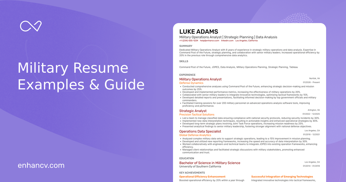 10 Military Resume Examples & Guide for 2026