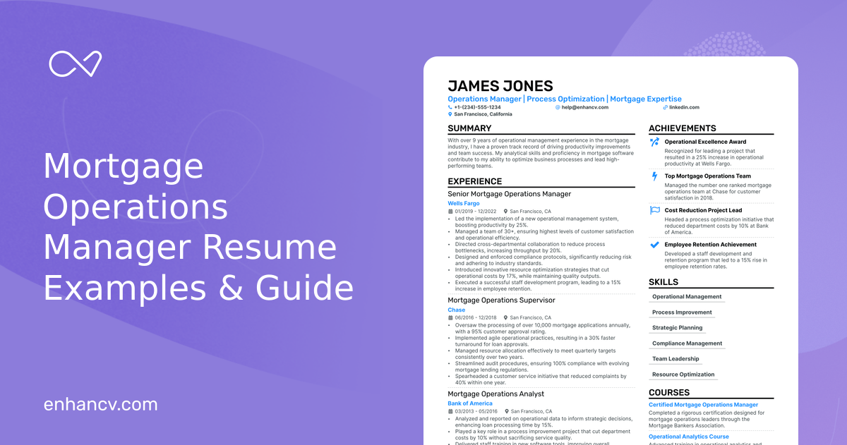 10 Mortgage Operations Manager Resume Examples & Guide for 2024