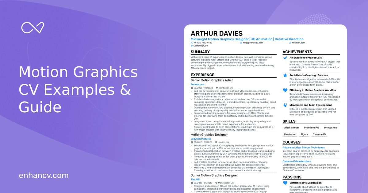 Motion Graphics CV Examples & Guide for 2025