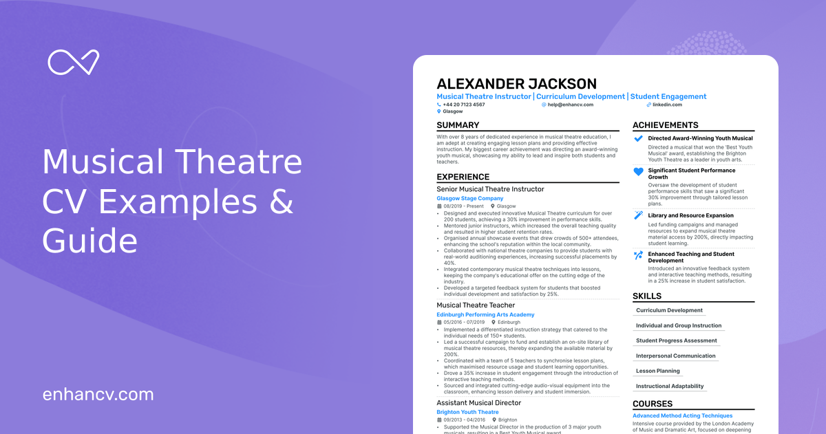 Musical Theatre CV Examples & Guide for 2026