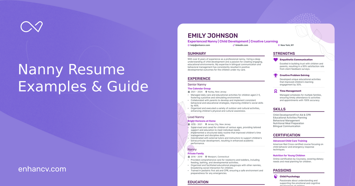 11 Nanny Resume Examples & Guide for 2024