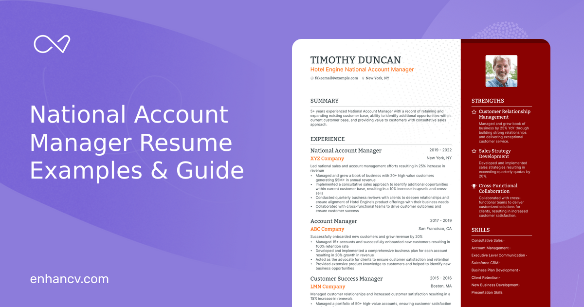 5 National Account Manager Resume Examples & Guide for 2024