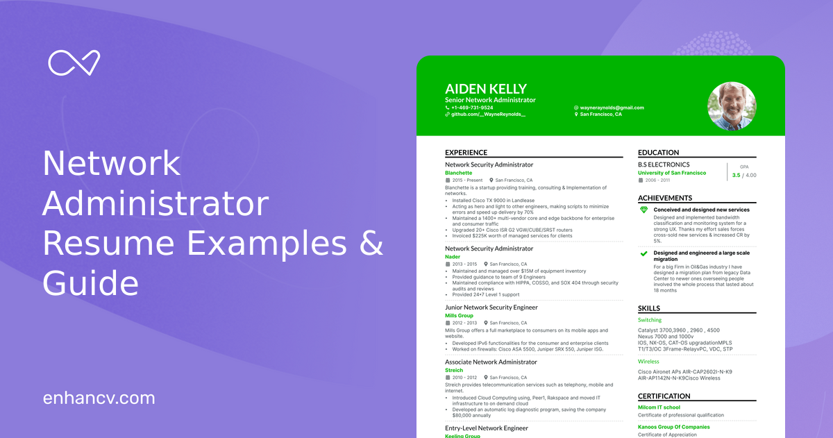 5 Network Administrator Resume Examples & Guide for 2024