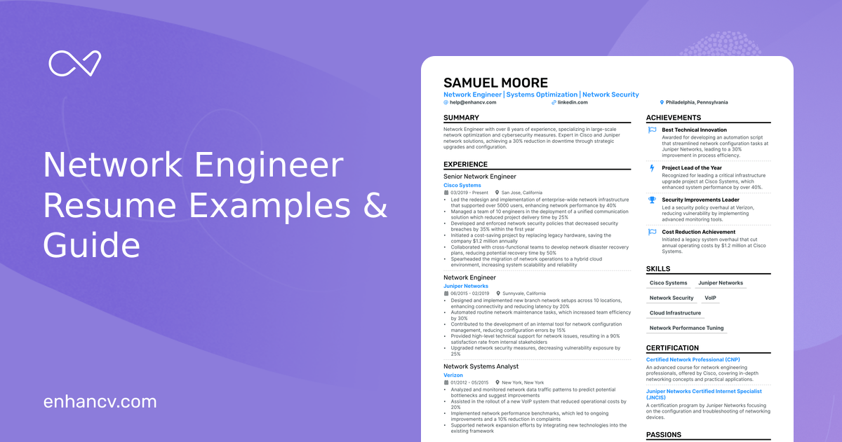 15 Network Engineer Resume Examples & Guide for 2024