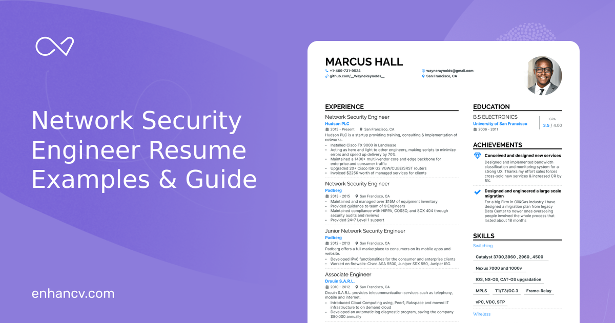5 Network Security Engineer Resume Examples & Guide for 2024