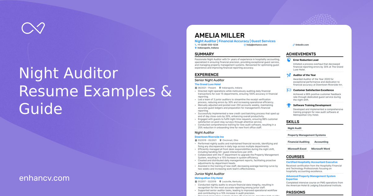 10 Night Auditor Resume Examples & Guide for 2024