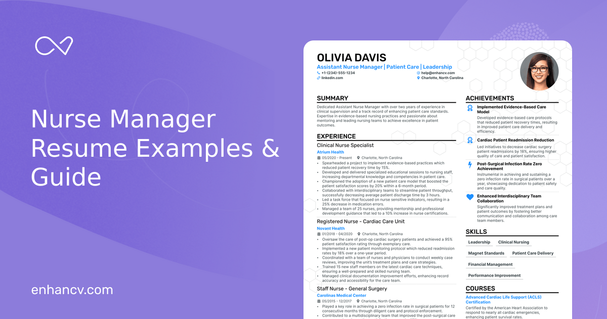 4 Nurse Manager Resume Examples & Guide for 2024
