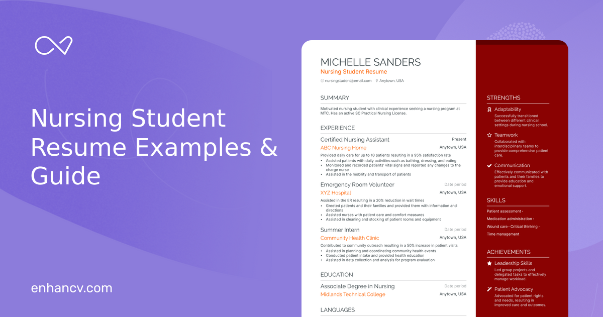 7 Nursing Student Resume Examples & Guide for 2024