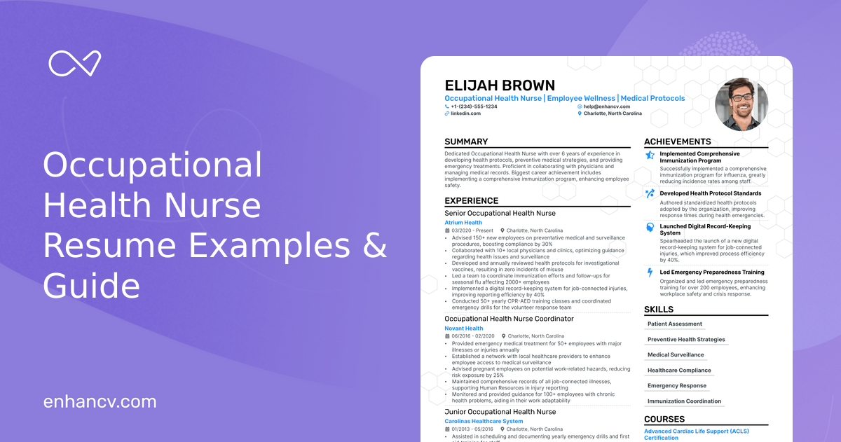 5 Occupational Health Nurse Resume Examples & Guide for 2024