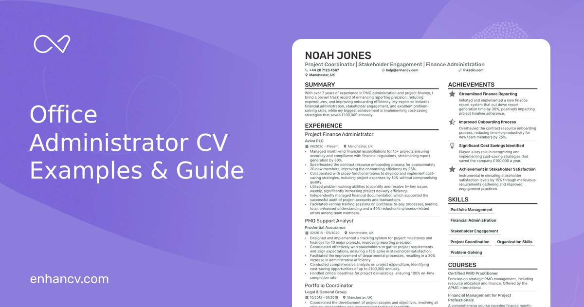Office Administrator CV Examples & Guide for 2026