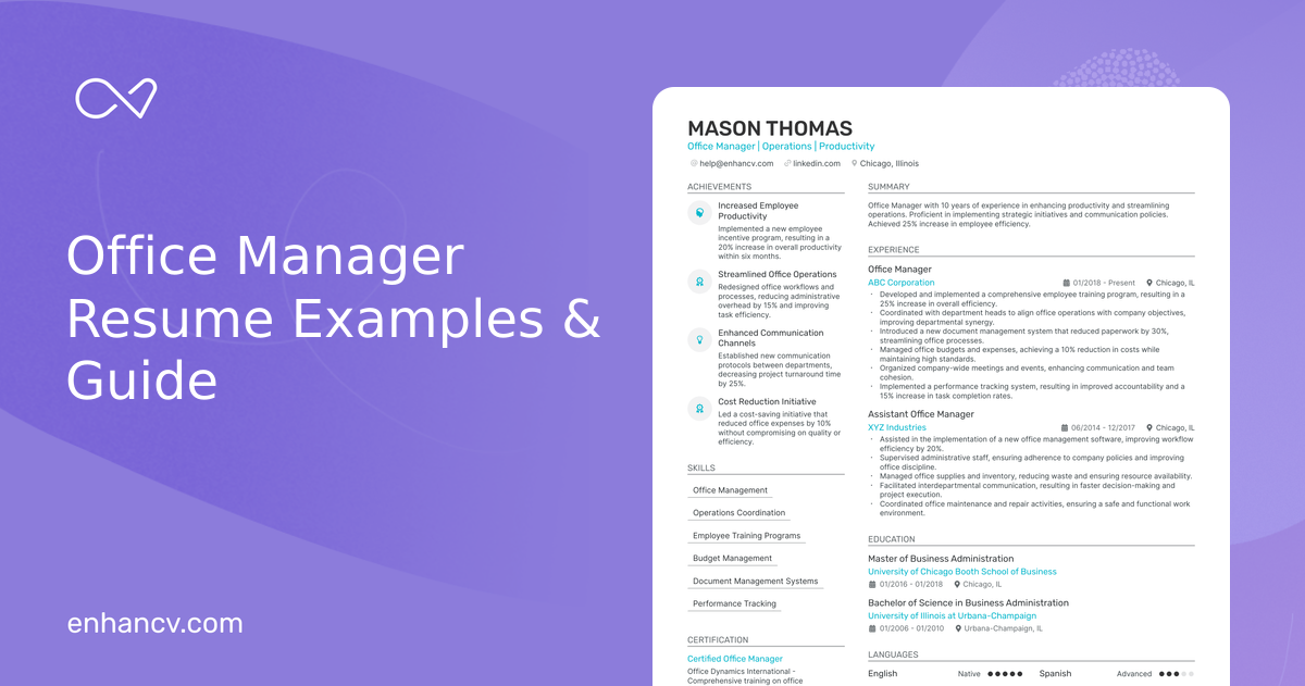 15 Office Manager Resume Examples & Guide for 2026