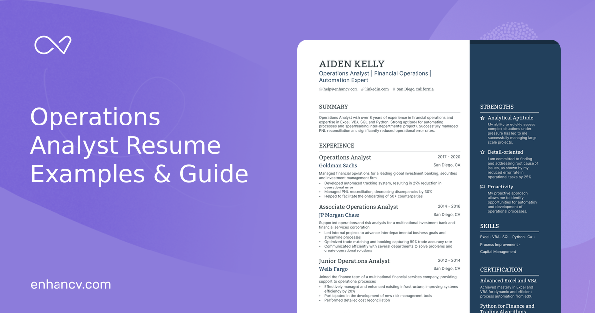 10 Operations Analyst Resume Examples & Guide for 2024
