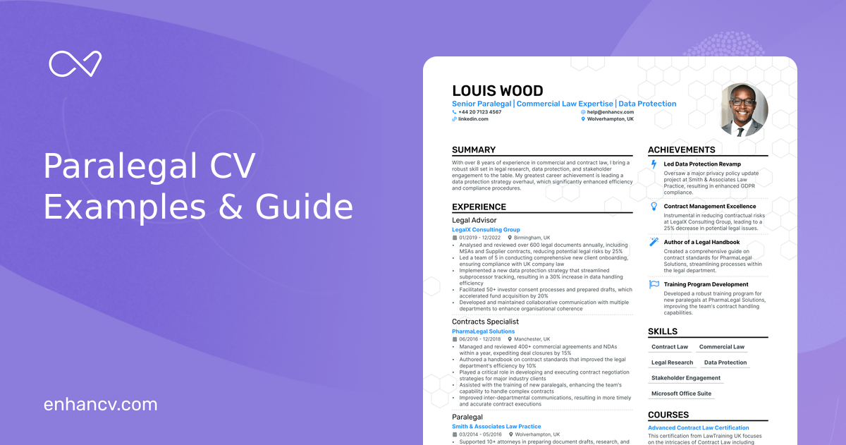 Paralegal CV Examples & Guide for 2026