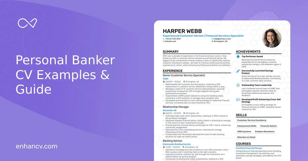 Personal Banker CV Examples & Guide for 2026