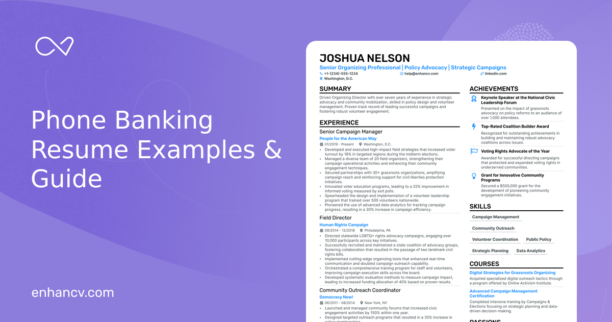 10 Phone Banking Resume Examples & Guide for 2026