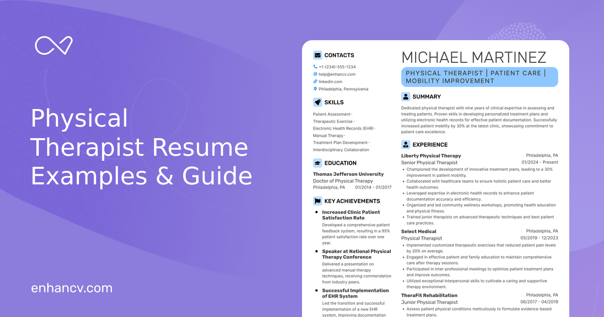 11 Physical Therapist Resume Examples With 10/10 Score In 2026