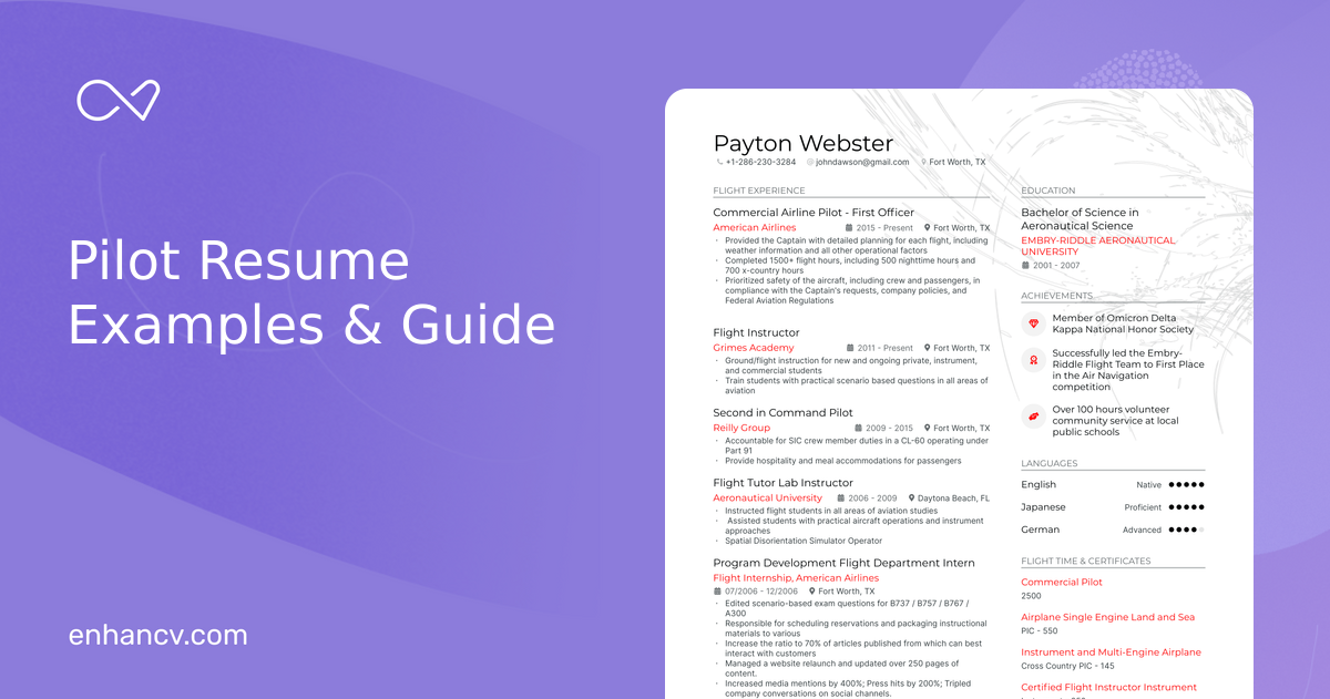 4 Pilot Resume Examples & Guide for 2024