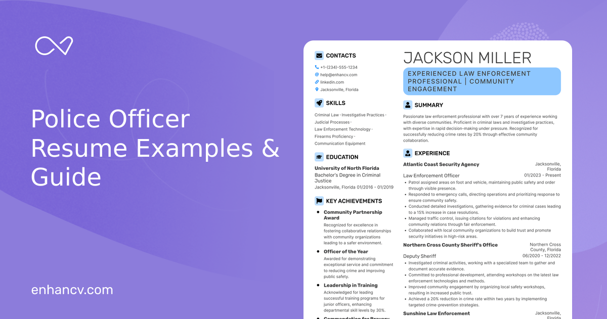 10 Police Officer Resume Examples, Templates & Guide for 2026