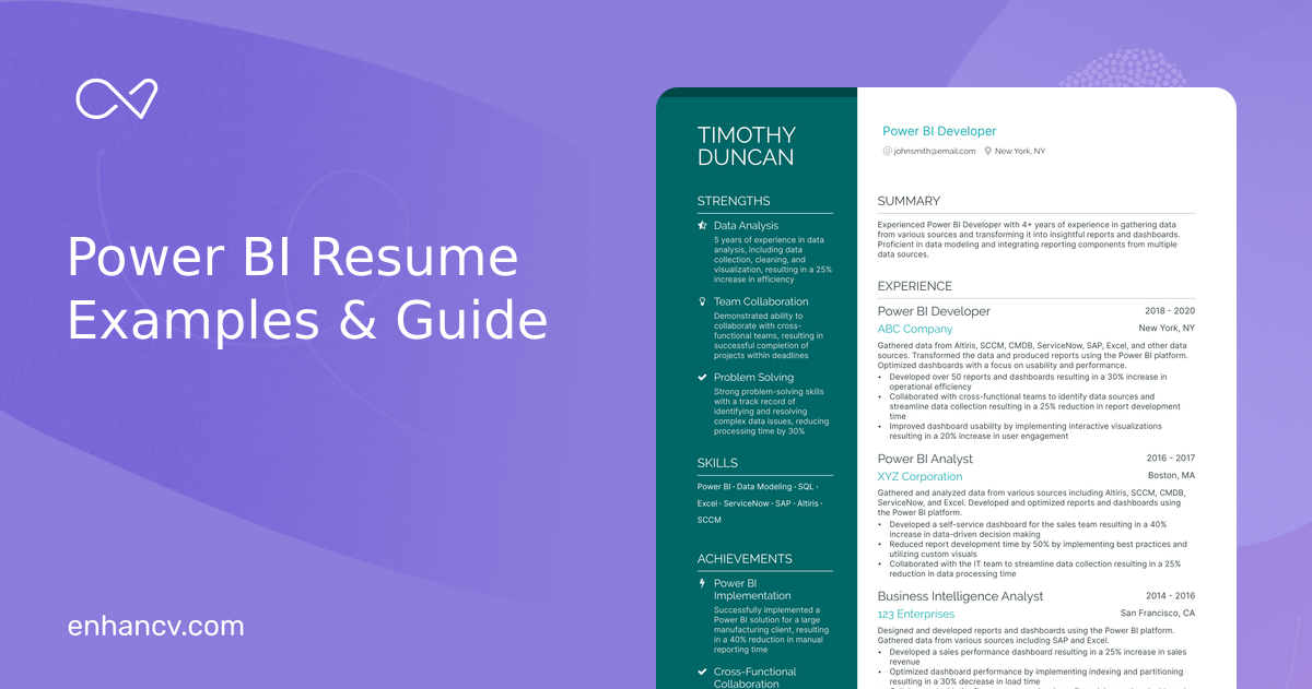 6 Power BI developer Resume Examples & Guide for 2024