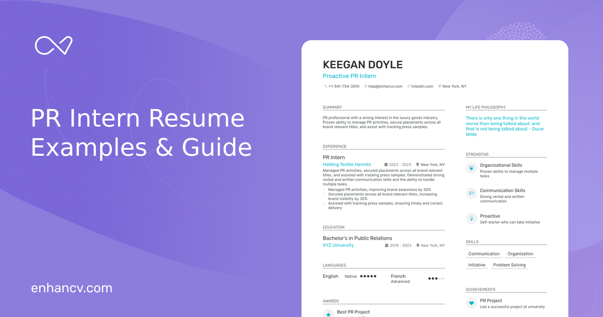 10 PR Intern Resume Examples & Guide for 2024