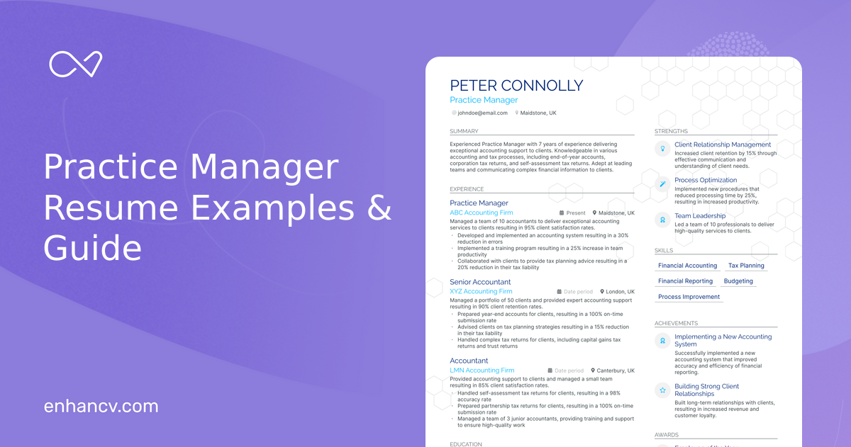 5 Practice Manager Resume Examples & Guide for 2024