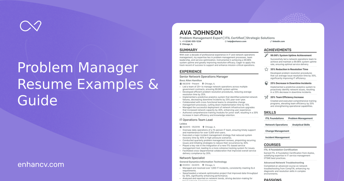 10 Problem Manager Resume Examples & Guide for 2024