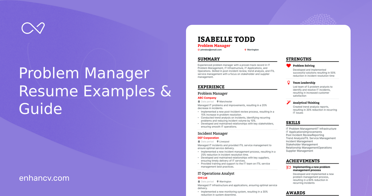 5 Problem Manager Resume Examples & Guide for 2024