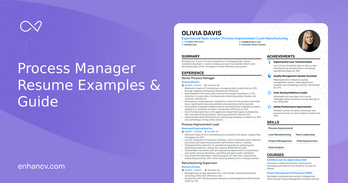 3 Process Manager Resume Examples & Guide for 2024