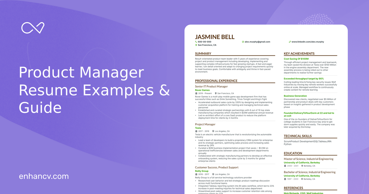 26 Product Manager Resume Examples & Guide for 2024