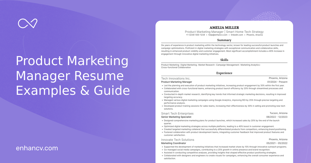 9 Product Marketing Manager Resume Examples & Guide for 2026