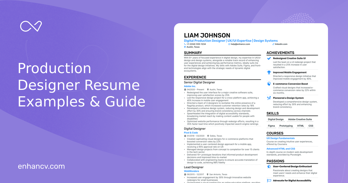 10 Production Designer Resume Examples & Guide for 2024