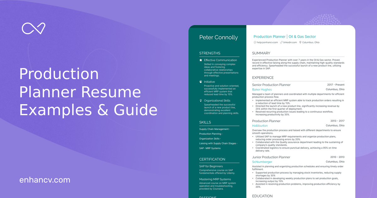 10 Production Planner Resume Examples & Guide for 2024